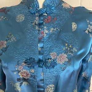 Vintage | Jackets & Coats | Vintage Royal Blue Silk Asian Jacket | Poshmark